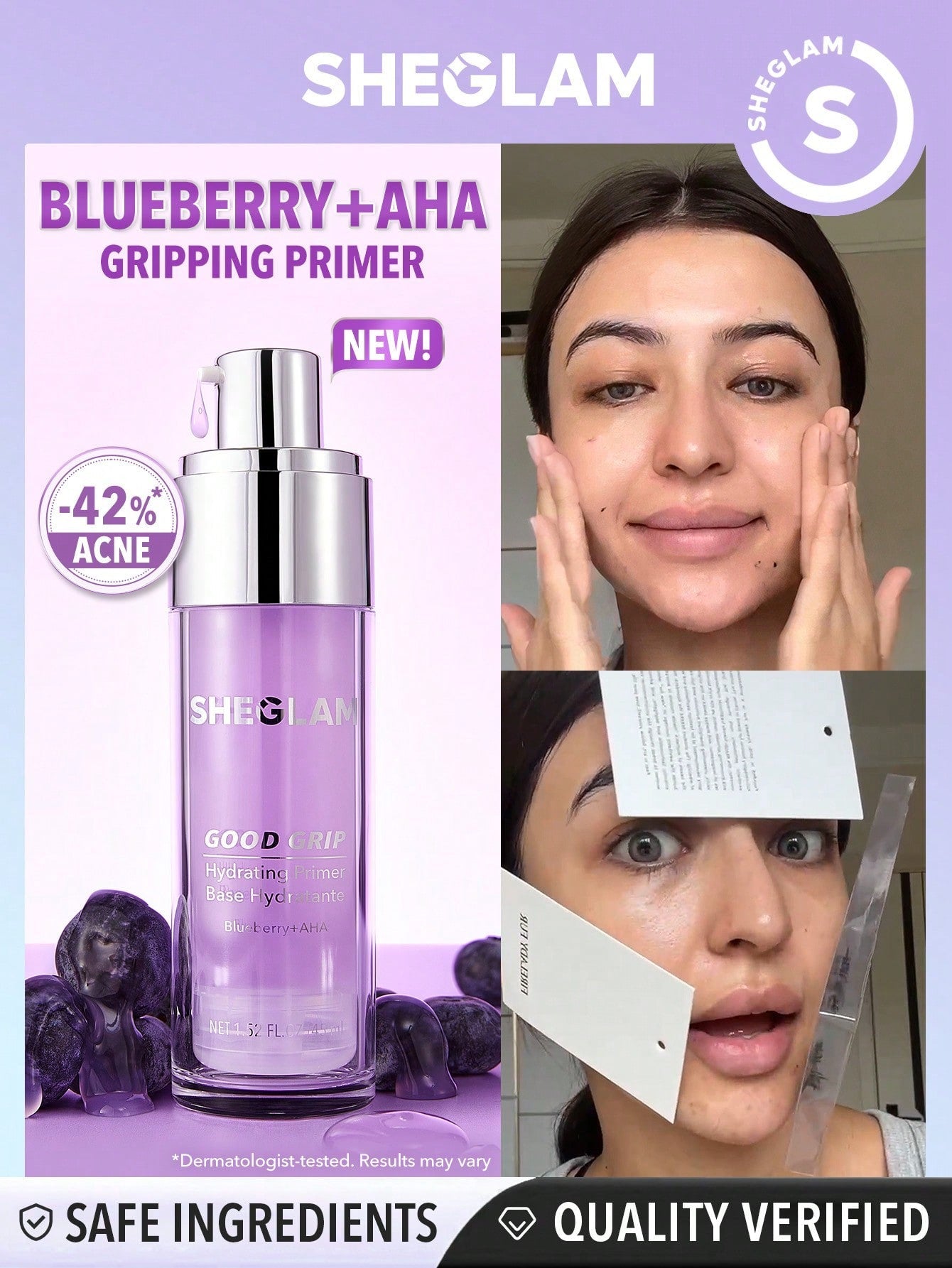 SHEGLAM Good Grip Hydrating Primer-Blueberry+AHA - Negative Apparel