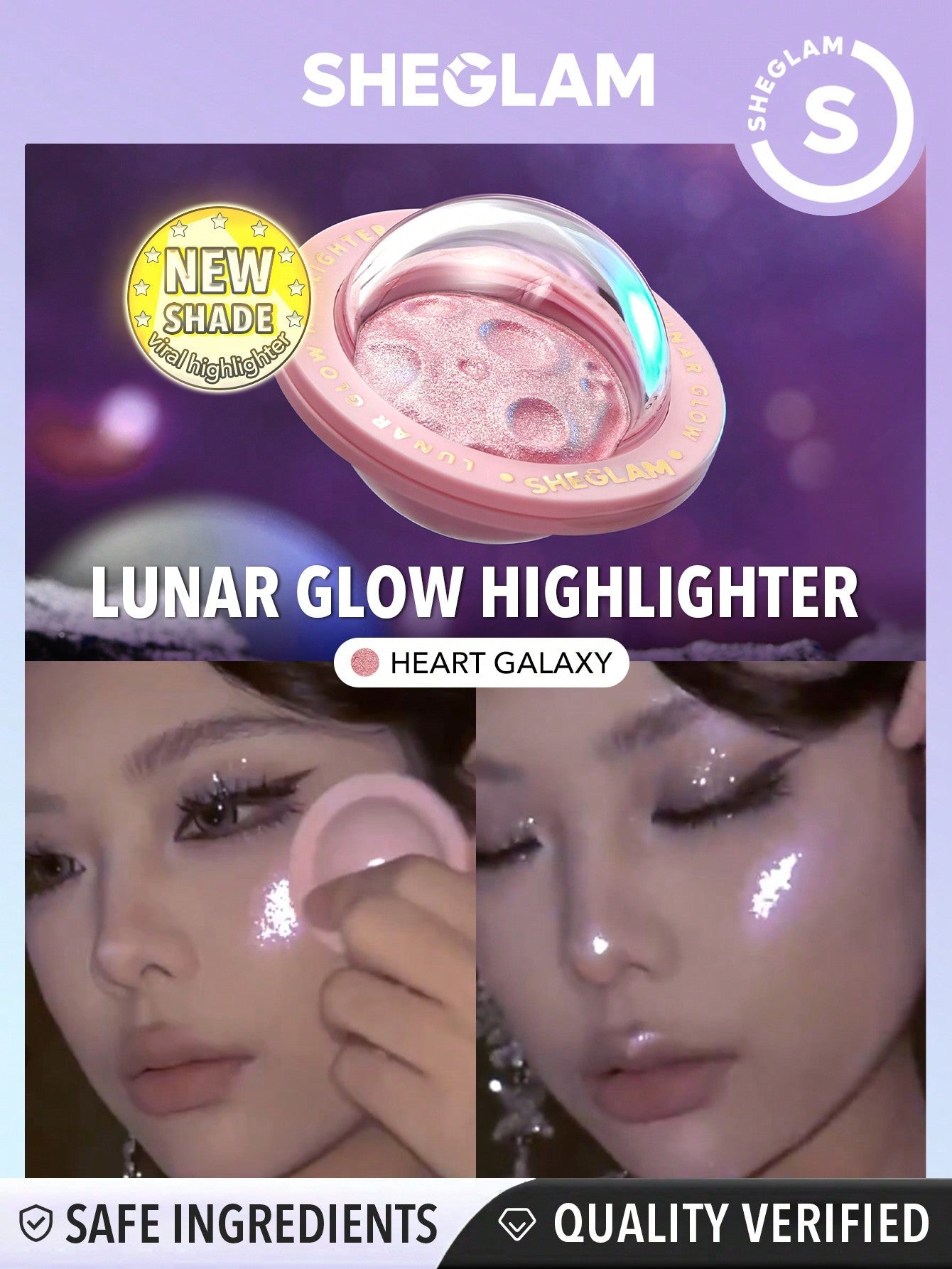 SHEGLAM Lunar Glow Highlighter-Heart Galaxy - Negative Apparel