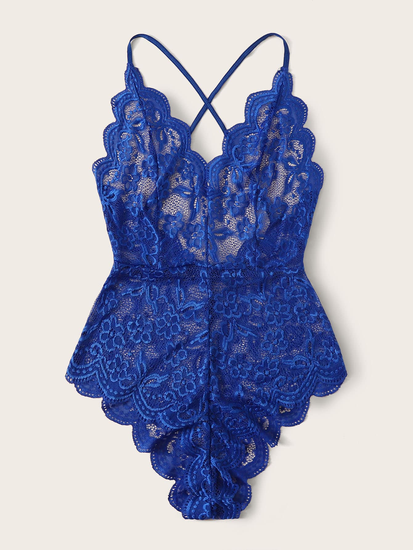 Scallop Floral Lace Teddy Bodysuit - Negative Apparel Scallop Floral Lace Teddy Bodysuit - Negative Apparel