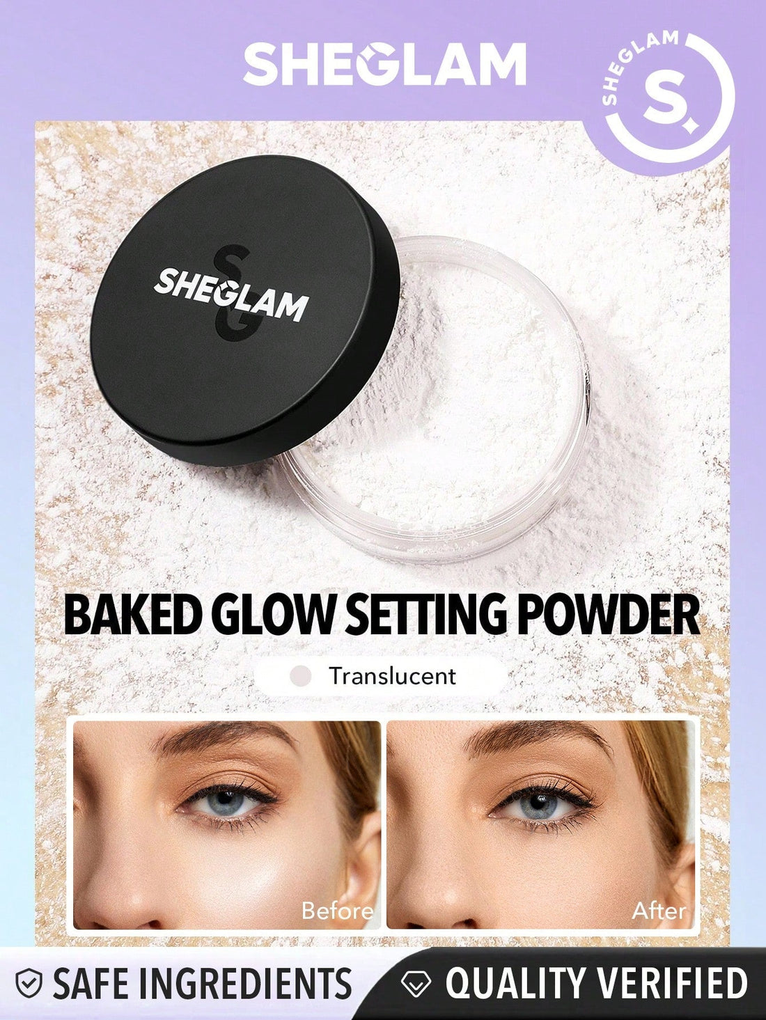SHEGLAM Baked Glow Setting Powder-Translucent Oil Control Loose Setting ...